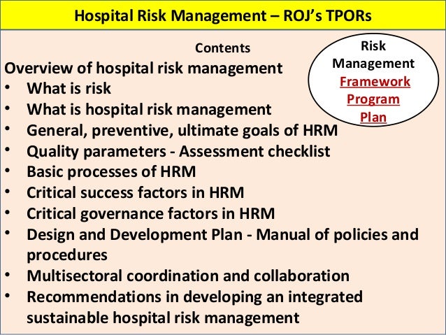 An Introduction to Risk Management for Healthcare Institution - ROJos…