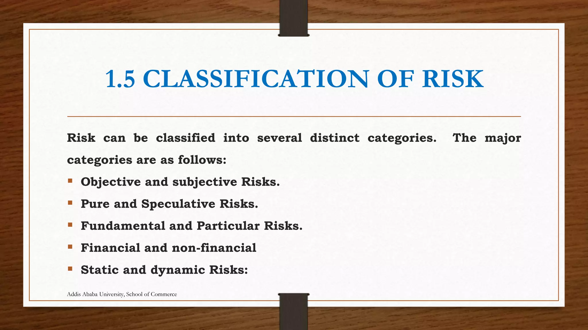 Risk managment and Insurance chap1-3 Addis Ababa University School of ...