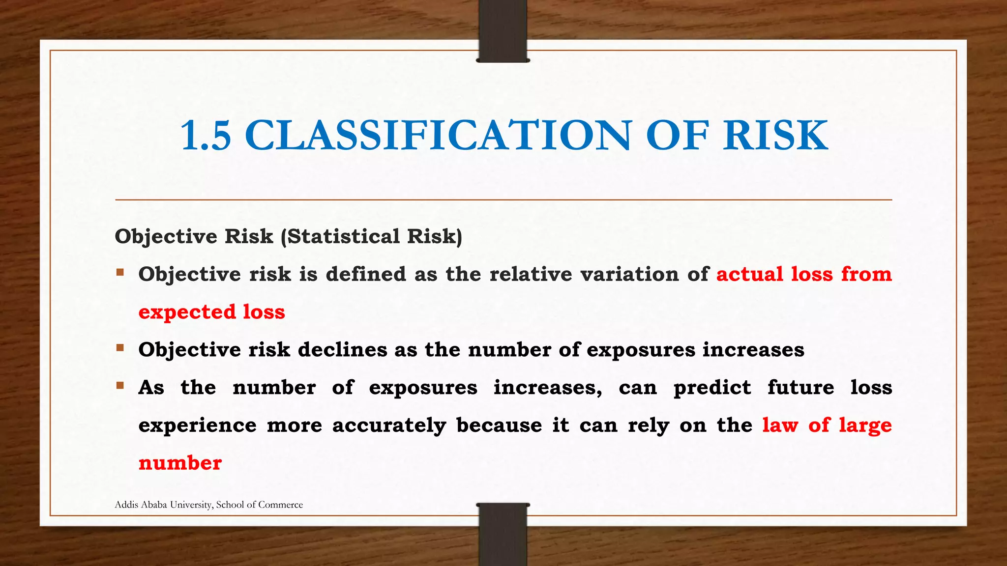 Risk managment and Insurance chap1-3 Addis Ababa University School of ...