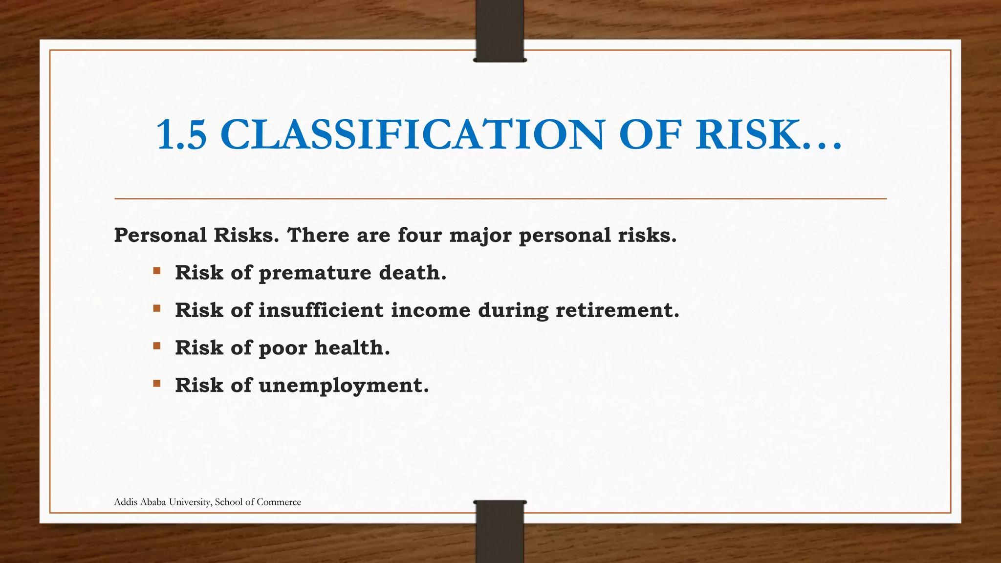 Risk managment and Insurance chap1-3 Addis Ababa University School of ...