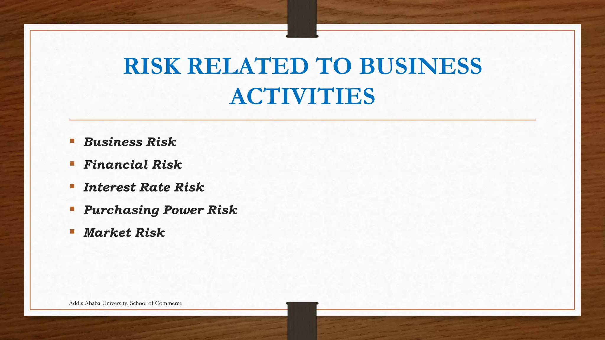 Risk managment and Insurance chap1-3 Addis Ababa University School of ...