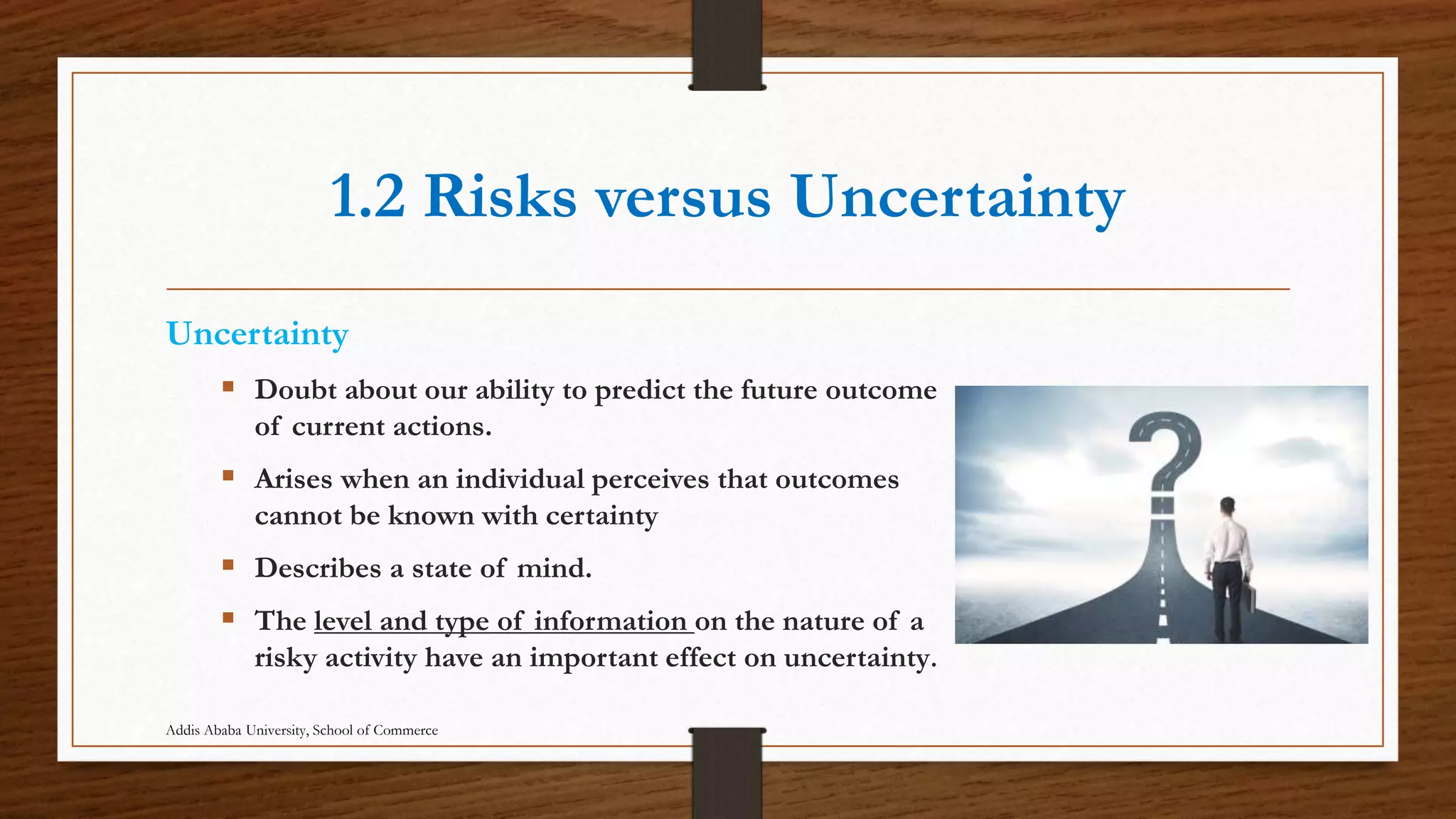 Risk managment and Insurance chap1-3 Addis Ababa University School of ...