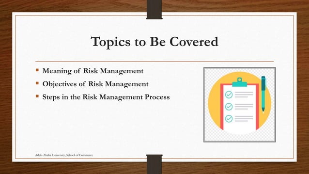 Risk managment and Insurance chap1-3 Addis Ababa University School of ...