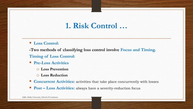 Risk managment and Insurance chap1-3 Addis Ababa University School of ...