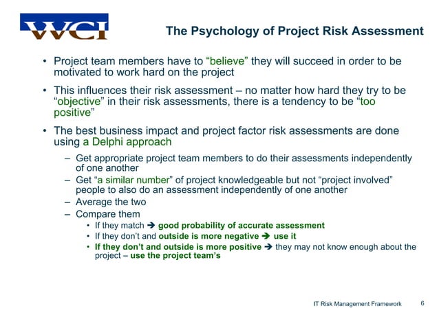 A Framework for Managing Project Risk | PPT | Business | Business and ...