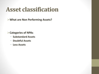 Asset Classification as per RBI,& Non performing assets | PPTX ...