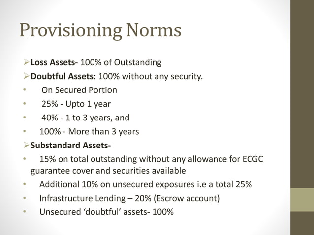 Asset Classification as per RBI,& Non performing assets | PPTX | Consumer Banking | Personal Finance