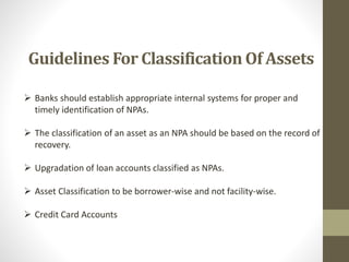 Asset Classification as per RBI,& Non performing assets | PPTX | Consumer Banking | Personal Finance