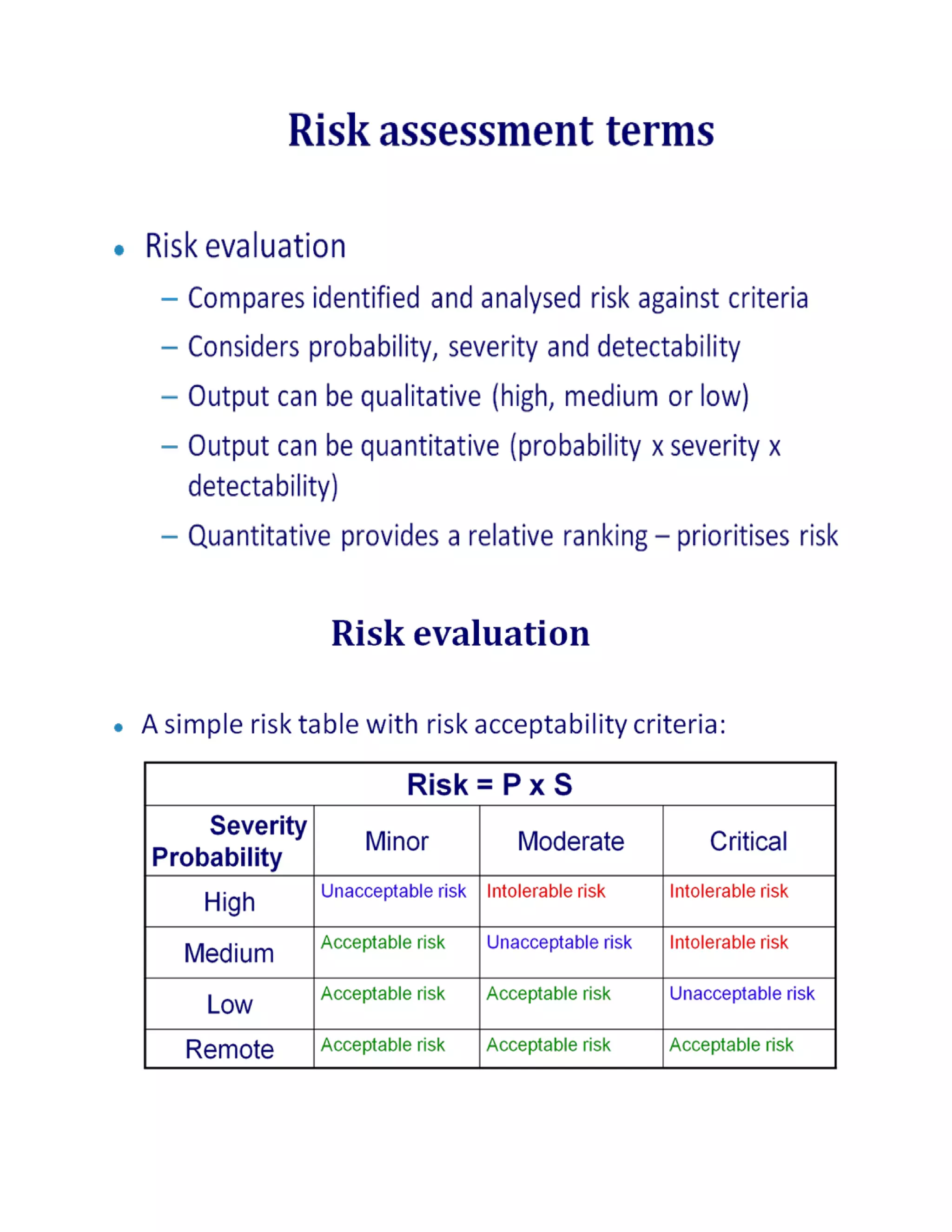 Risk minor major critical | DOC