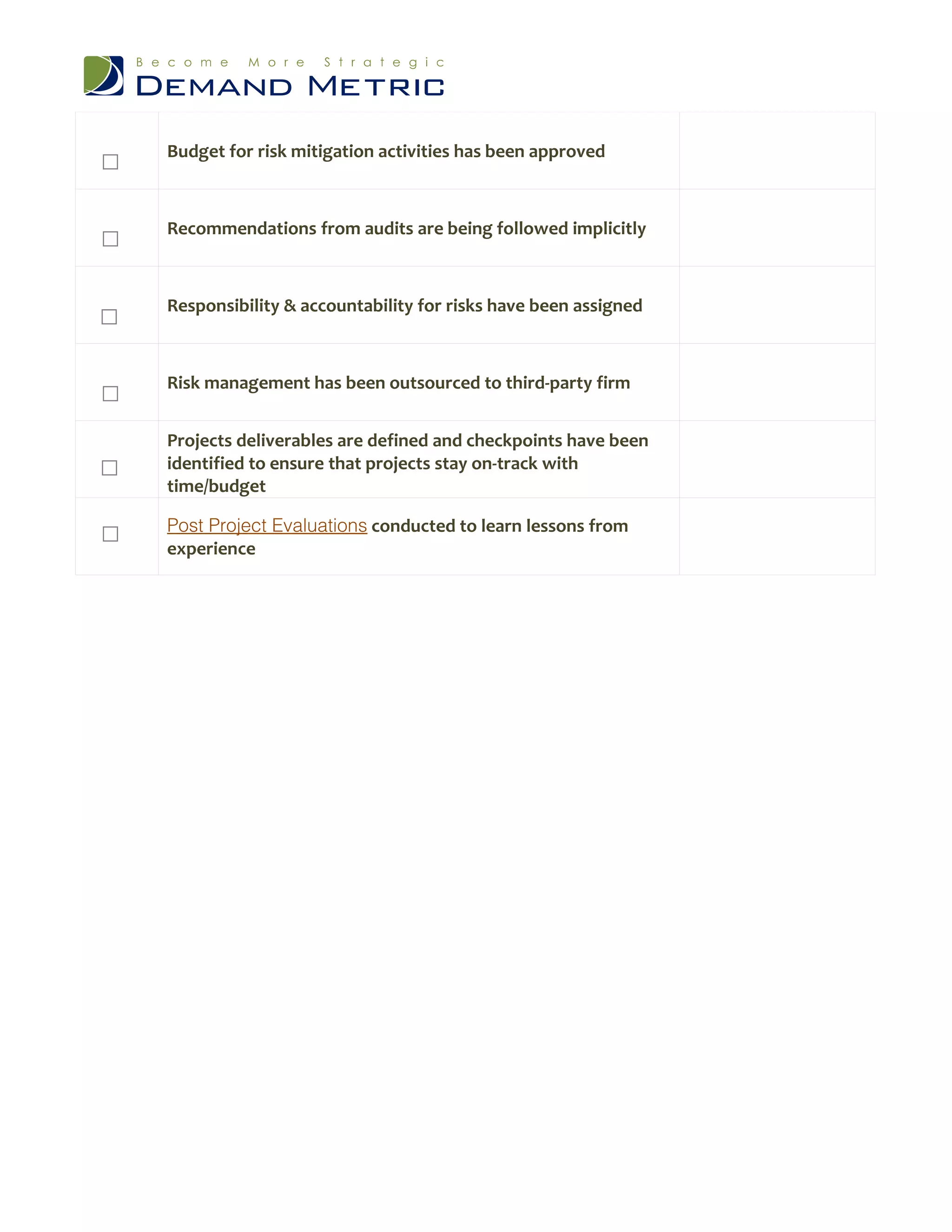 Risk Mitigation Checklist | DOC