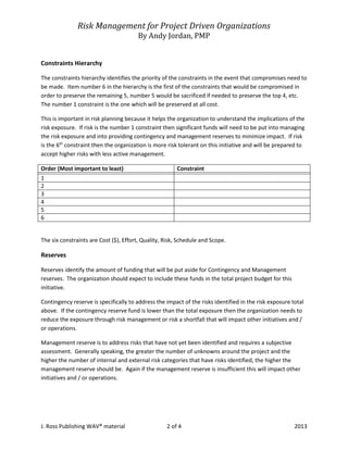 Risk Analysis Checklist and Templates for Managers | PDF