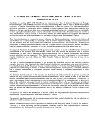 ICFR - Risk on material mis statements control objectives and control ...