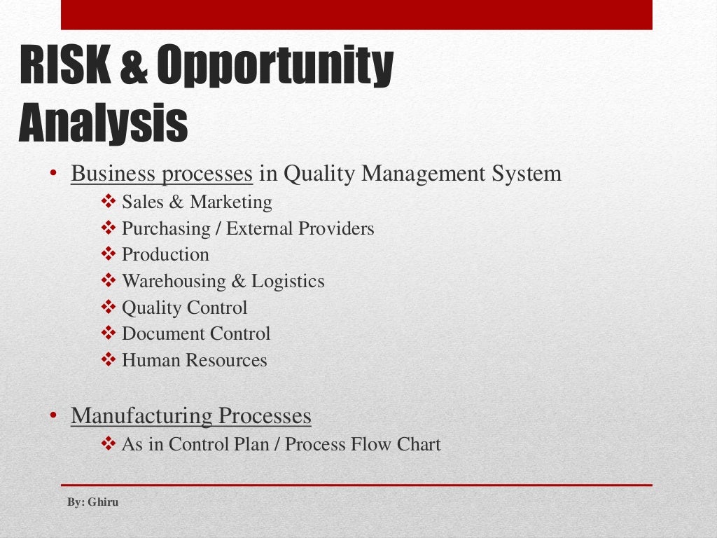 Risk & opportunity analysis