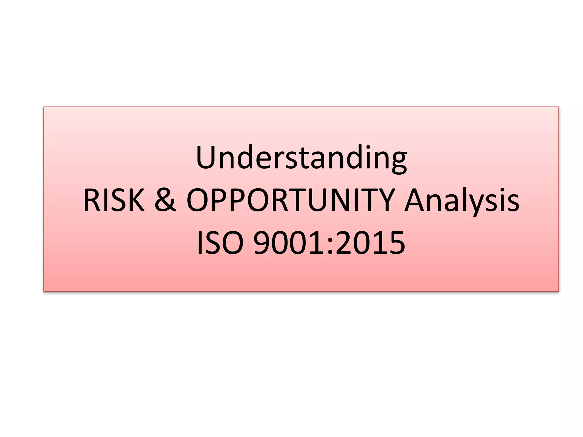 Risk opportunity analysis ISO 9001:2015 | PPTX