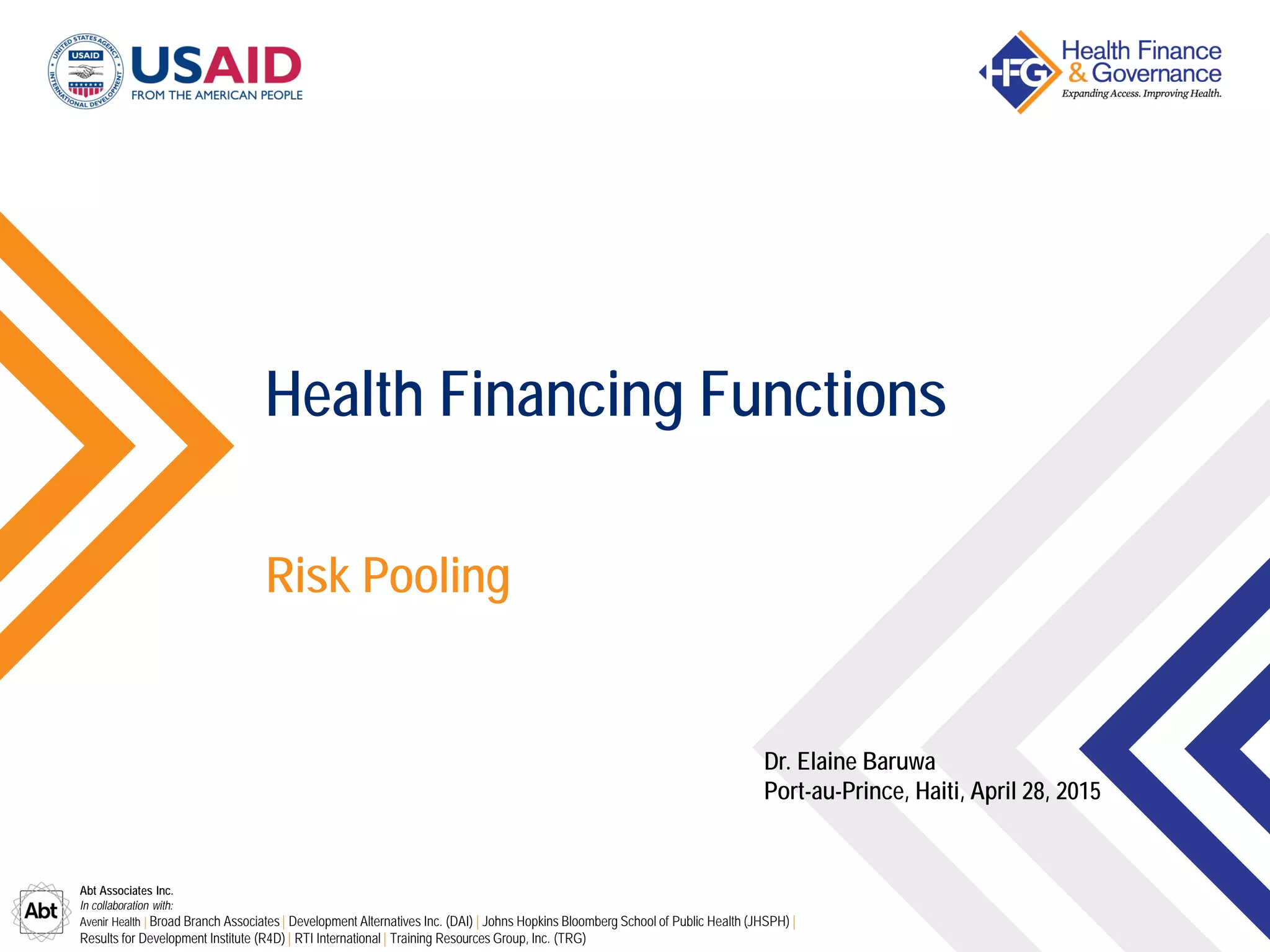 Health Financing Functions: Risk Pooling | PDF