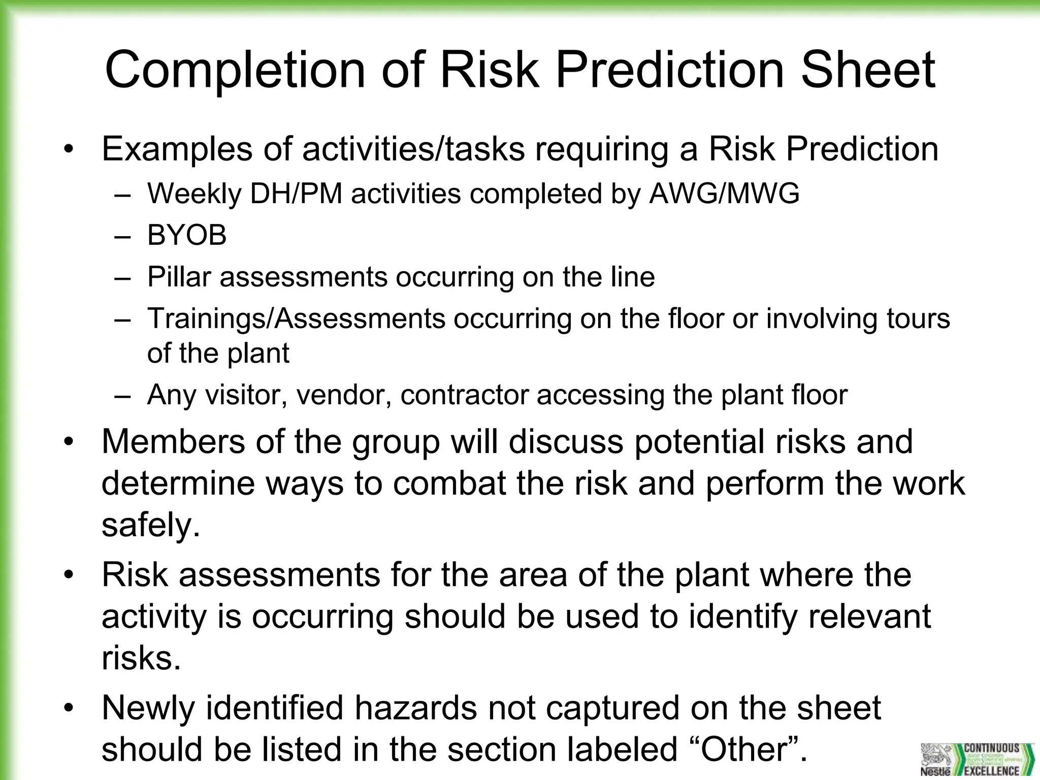 Risk Prediction Training Powerpoint Slides Ppt