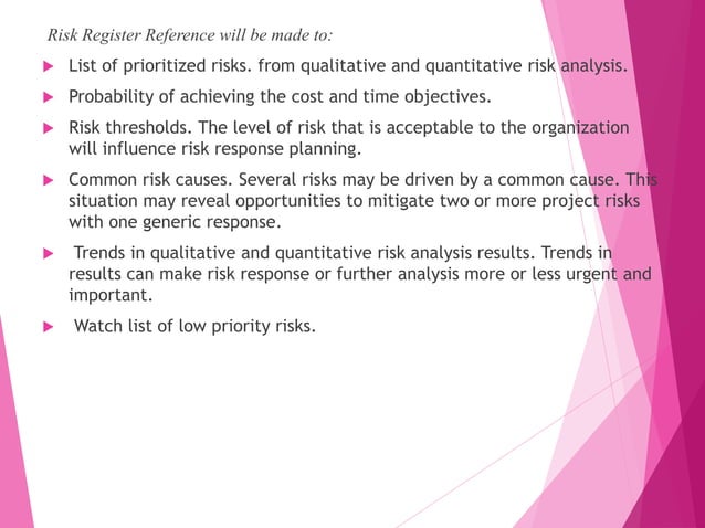 Risk response planning | PPTX | Business | Business and Finance