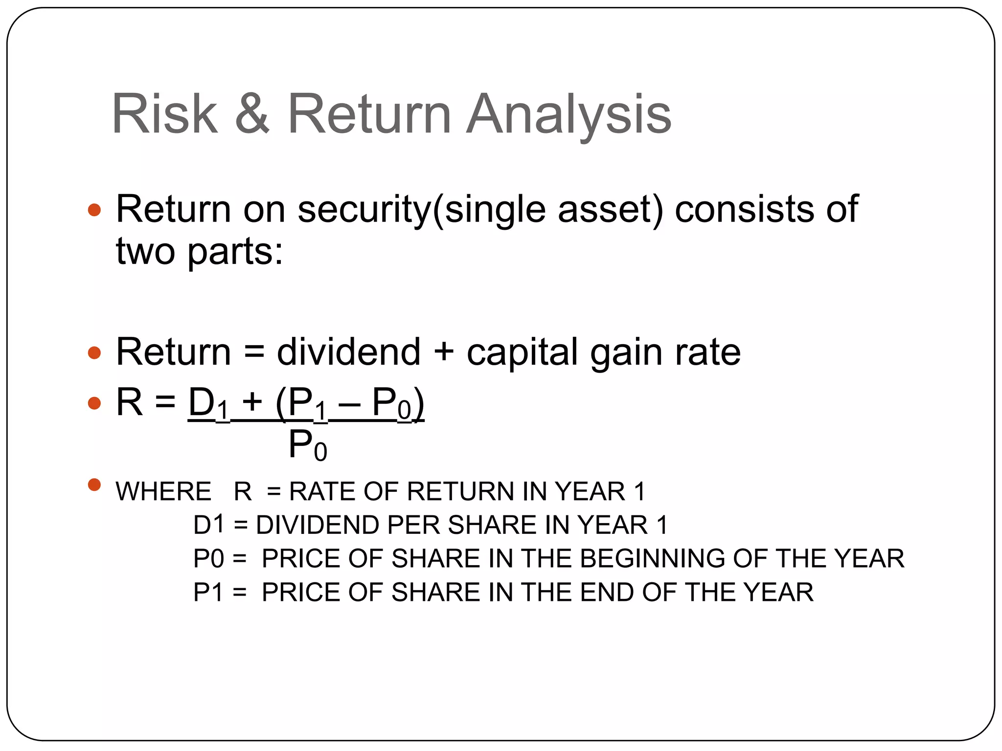 Risk & return analysis | PPTX