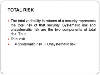 Risk & return analysis | PPTX