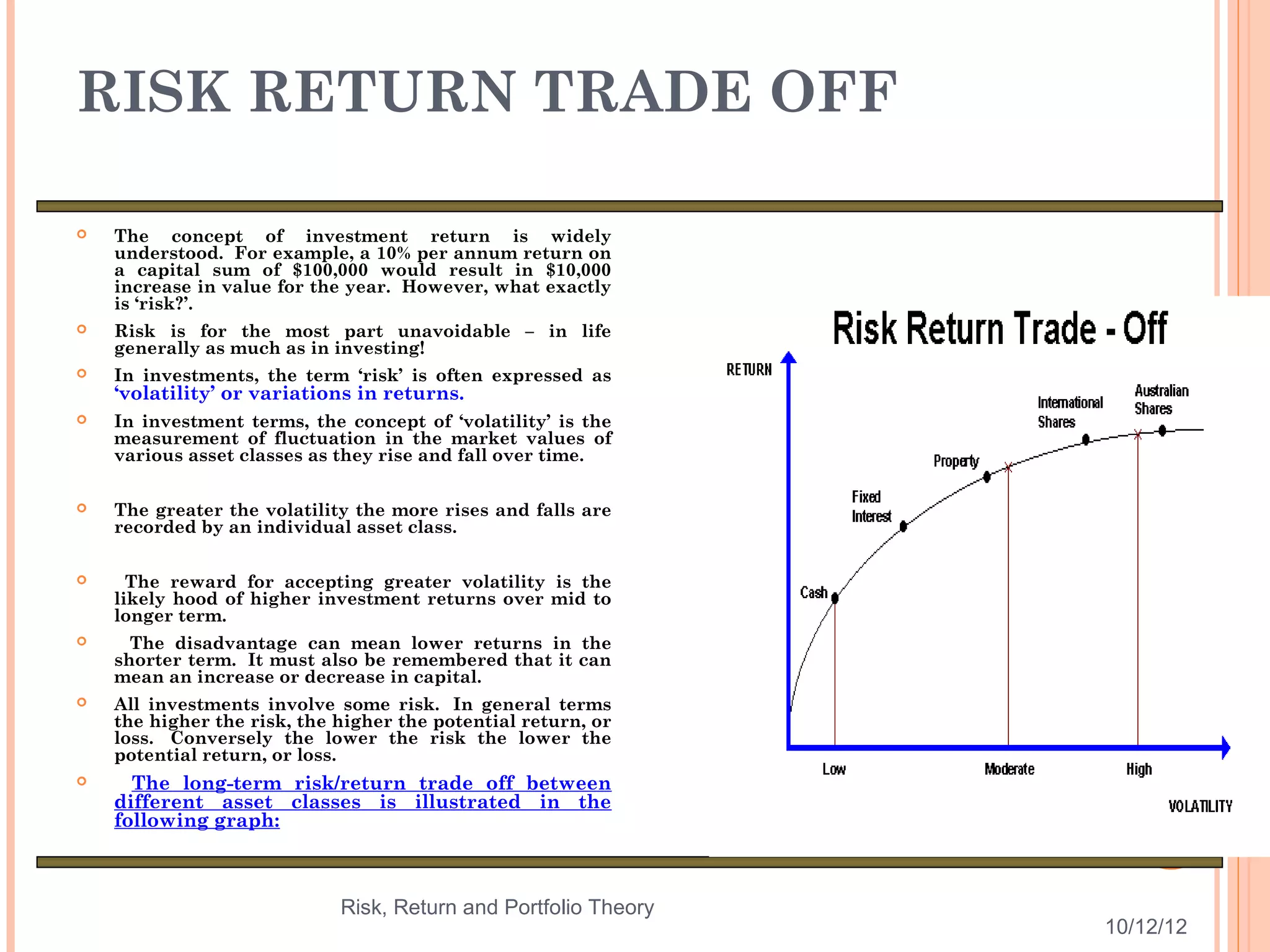 Risk, return, and portfolio theory | PPT