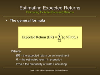 Risk return trade off lecture note for .ppt