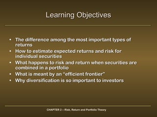 Risk return trade off lecture note for .ppt