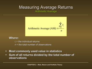 Risk return trade off lecture note for .ppt