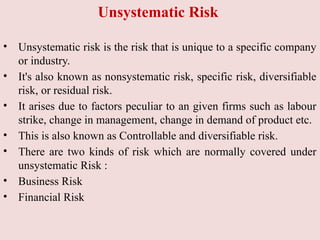 Risk & Return of the stock and calculation of risk | PPTX