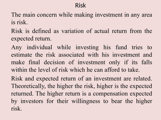 Risk & Return of the stock and calculation of risk | PPTX