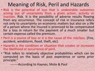 RisK, RiSk MaNaGeMeNt & EnterPRise RisK ManaGemeNT | PPTX | Insurance ...