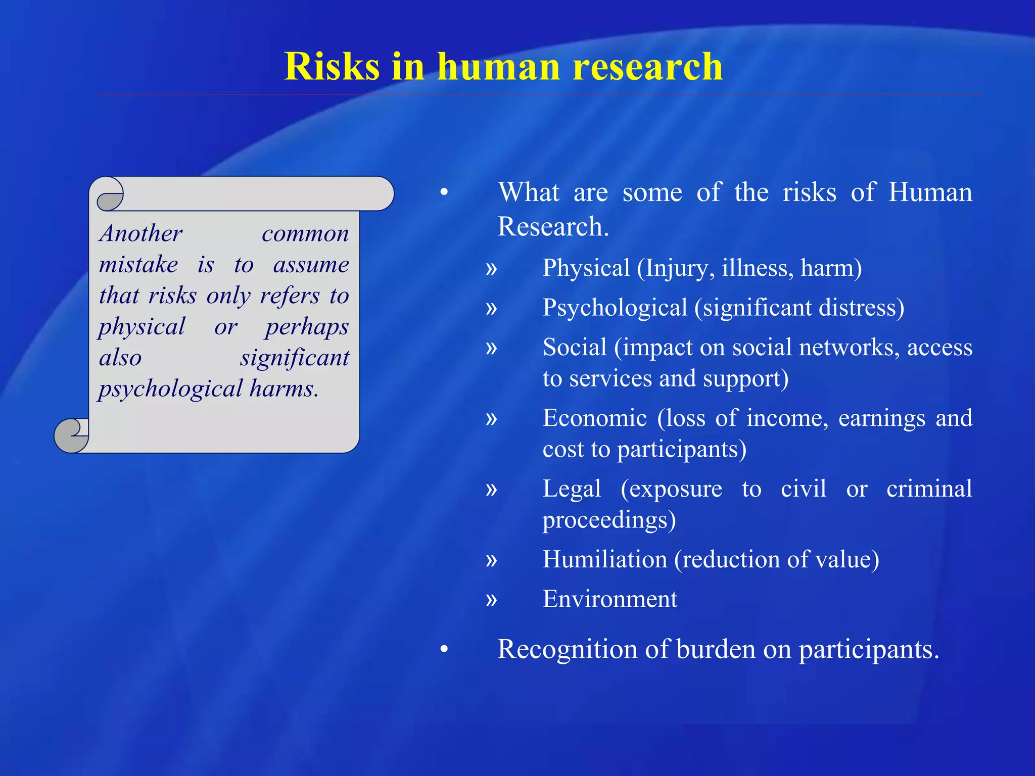 Risks and research ethics | PPTX