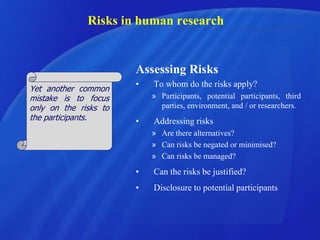 Risks and research ethics | PPTX
