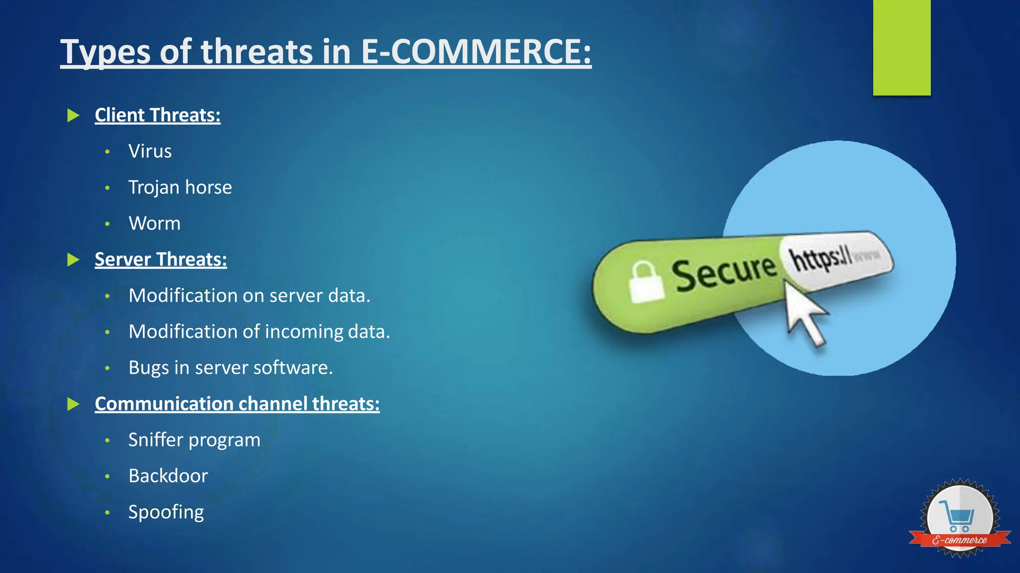 risks and threats of e-commerce, cyber security threats, payments risks etc | PPT