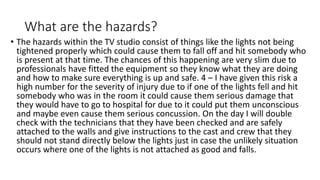 Risks assessment – tv studio | PPT