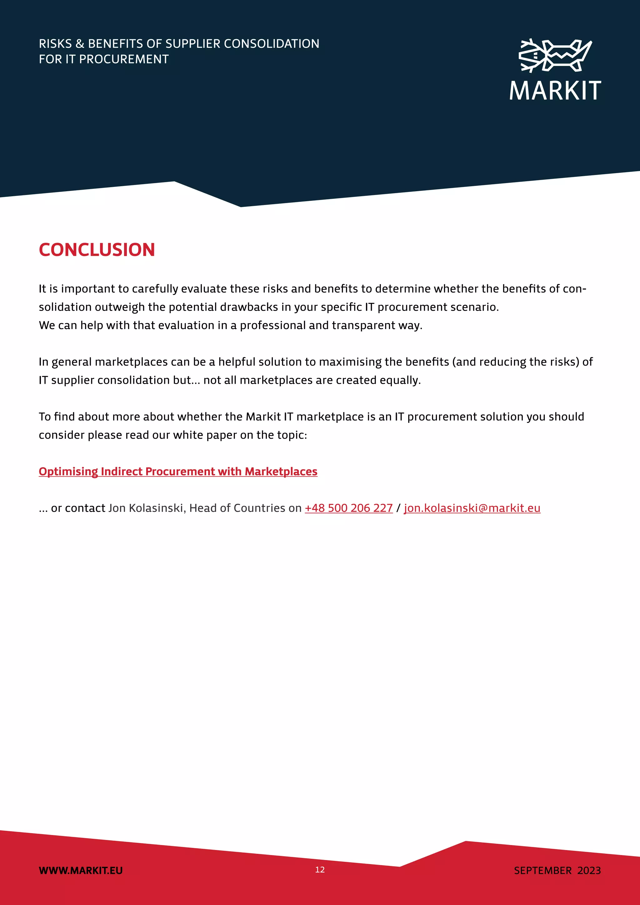 RISKS & BENEFITS OF SUPPLIER CONSOLIDATION IN IT PROCUREMENT | PDF