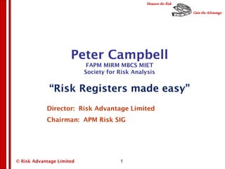 APM Presents - Risk SIG Presentation | PDF