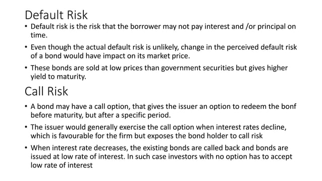Risks in bonds | PPTX