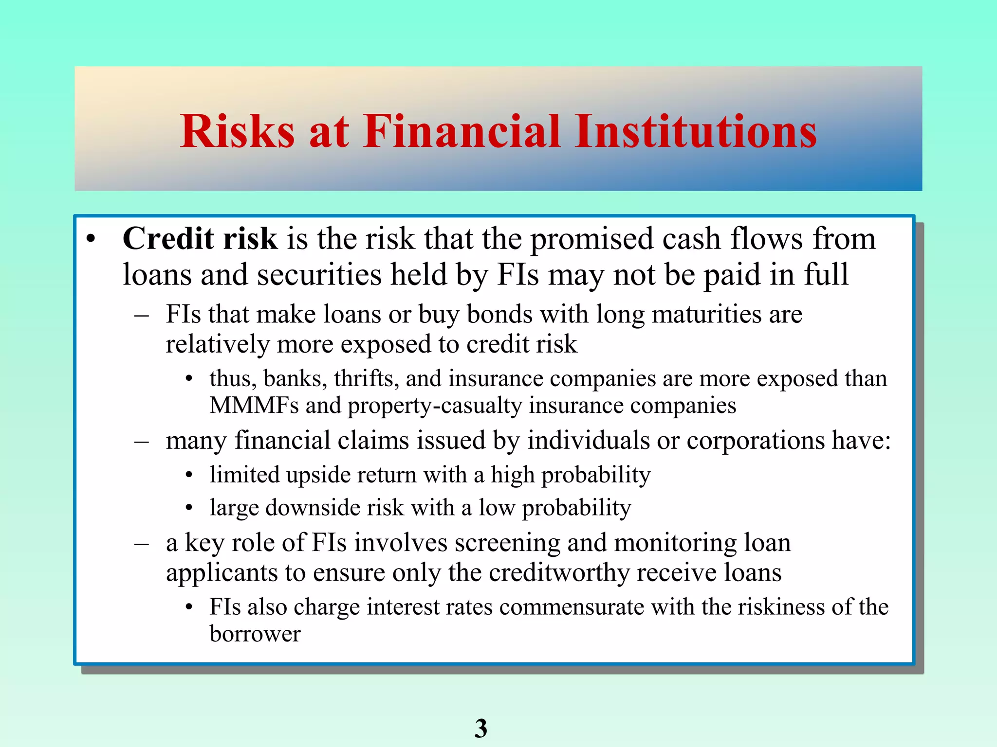 Risks in financial institutions | PPTX