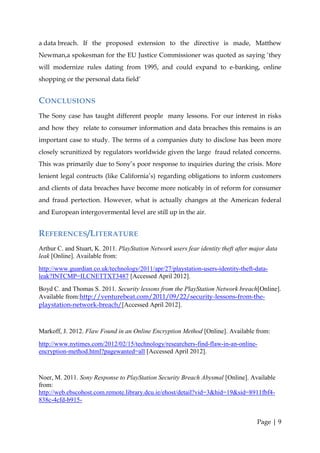 (Sony) Risk assignment final high profile security breach of Sony’s ...