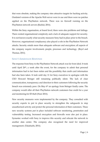 (Sony) Risk assignment final high profile security breach of Sony’s ...