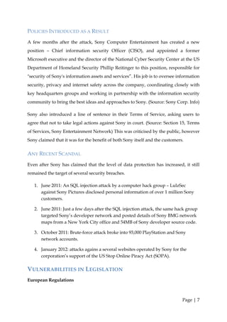 (Sony) Risk assignment final high profile security breach of Sony’s ...