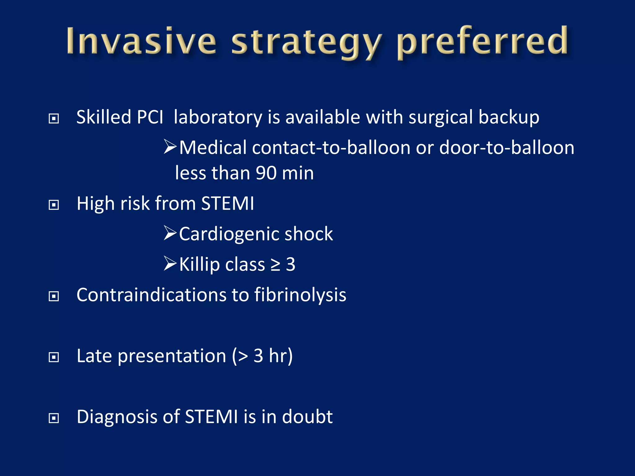 Risk stratification and medical management of stemi | PDF
