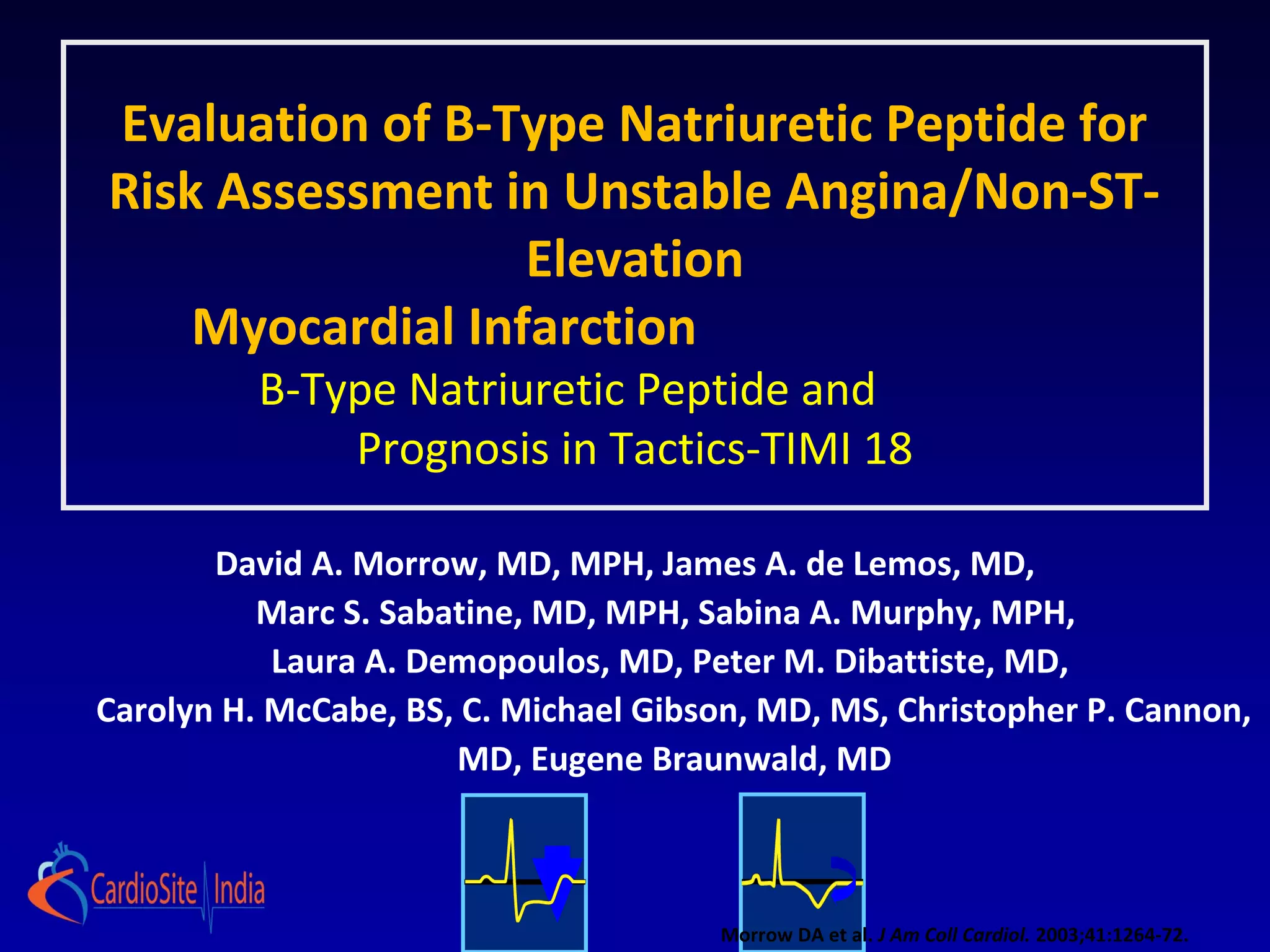 Risk stratification in UA and NSTEMI: Why and How? | PPT