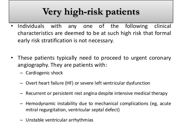 Risk stratification of an acs patient