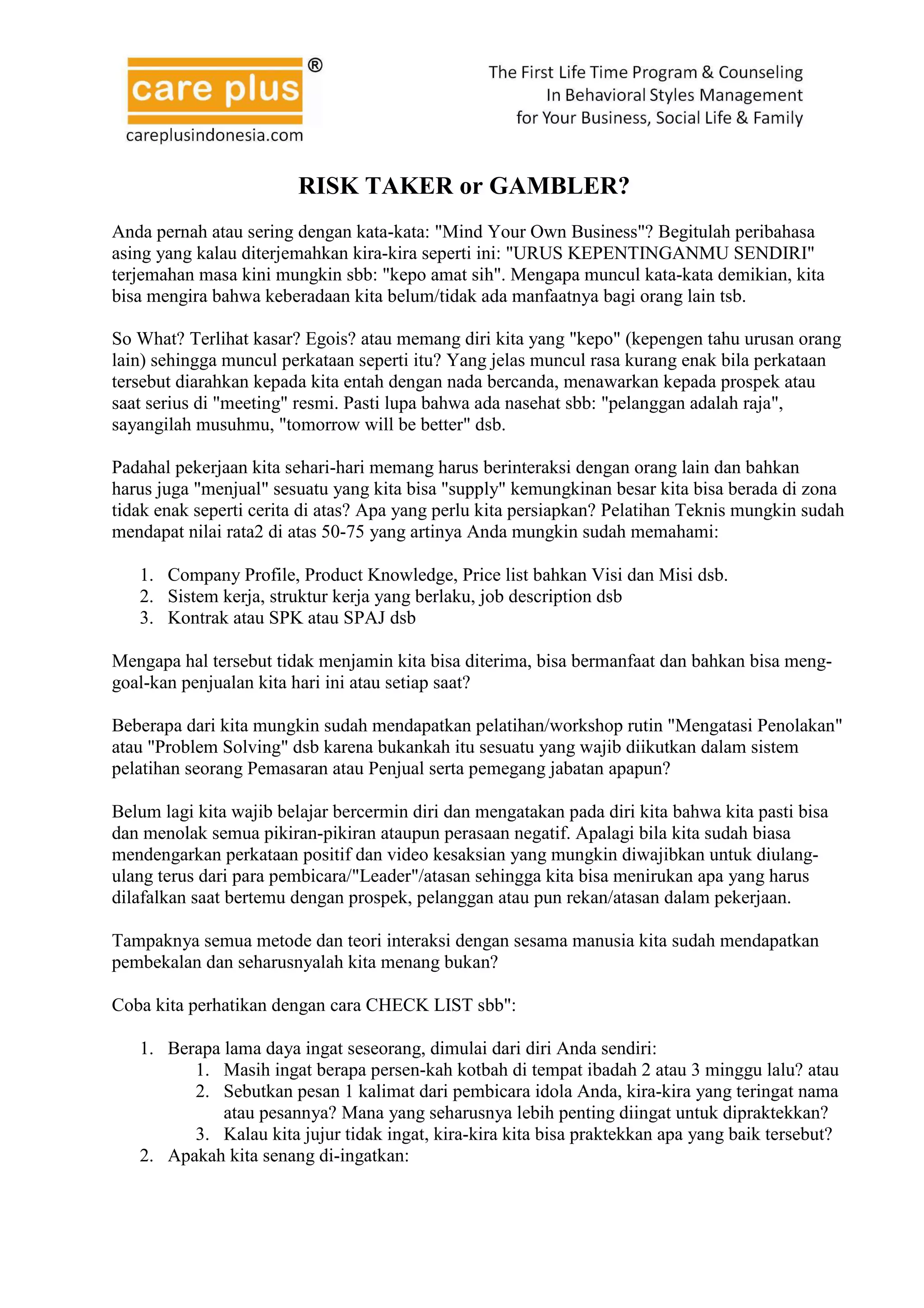 Risk taker or gambler | PDF