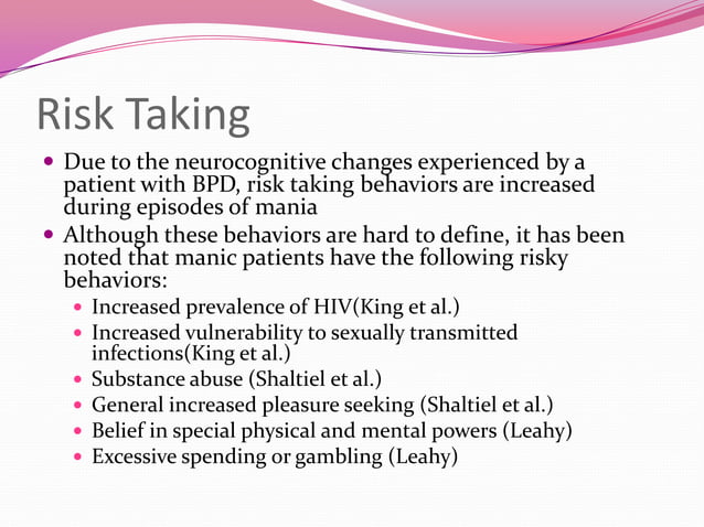Risk Taking Behavior In Bipolar Disorder | PPT