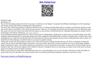 Risk Taking Behaviors | PDF