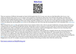Risk Taking Behaviors | PDF