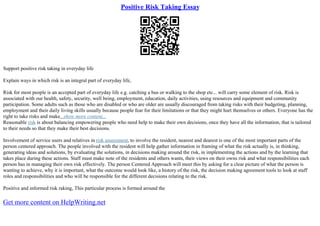 Risk Taking Behaviors | PDF