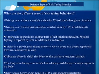 Risk Taking Behaviors V.A. Akiwumi Presentation | PPT